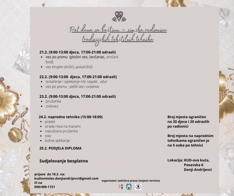 Pet dana za baštinu – KUD “Tomislav” Donji Andrijevci